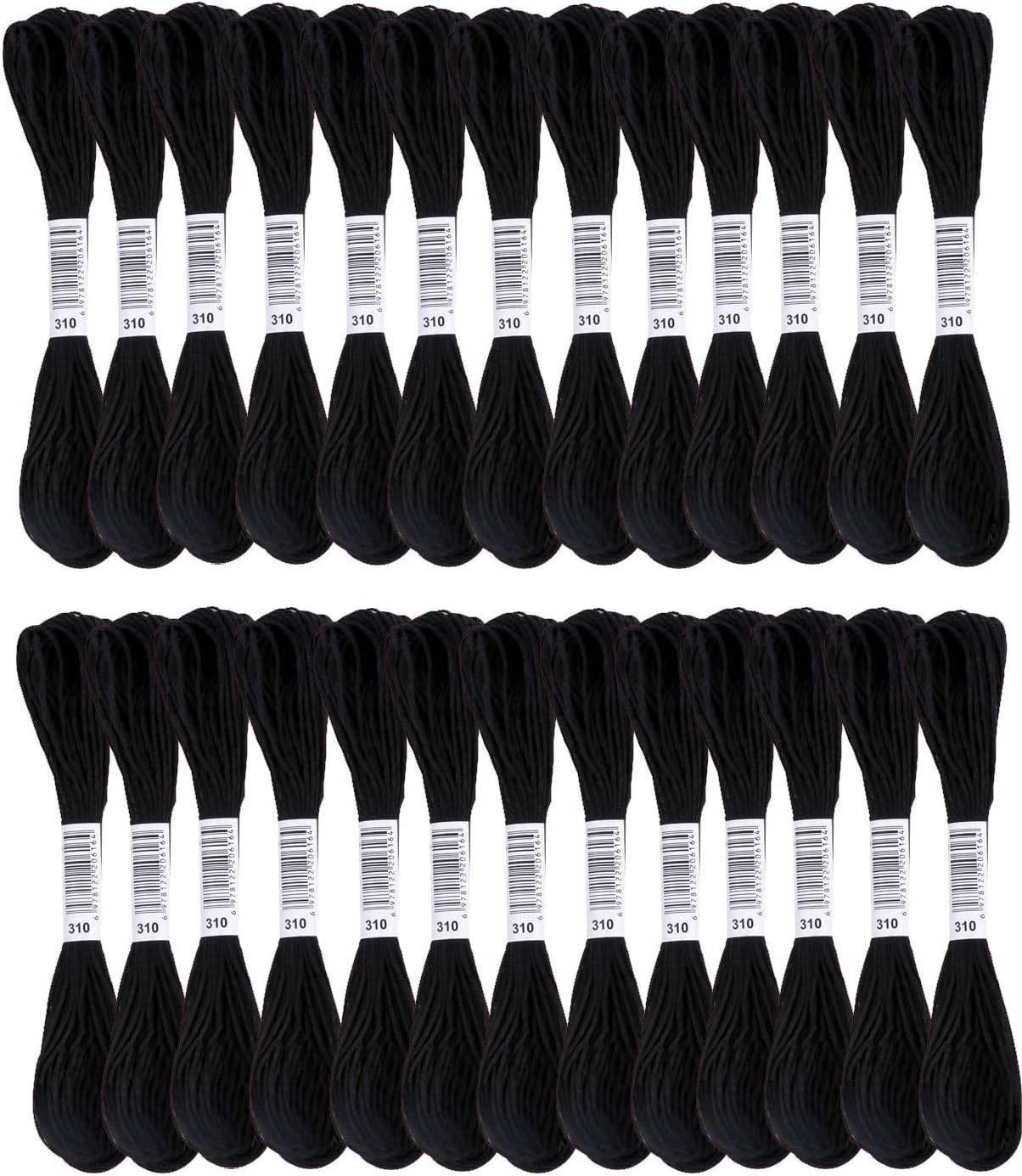 24-Pack Cotton Black Embroidery Floss, Threads for Cross Stitch ...