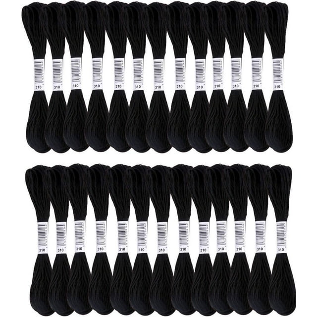 24-Pack Cotton Black Embroidery Floss, Threads for Cross Stitch ...