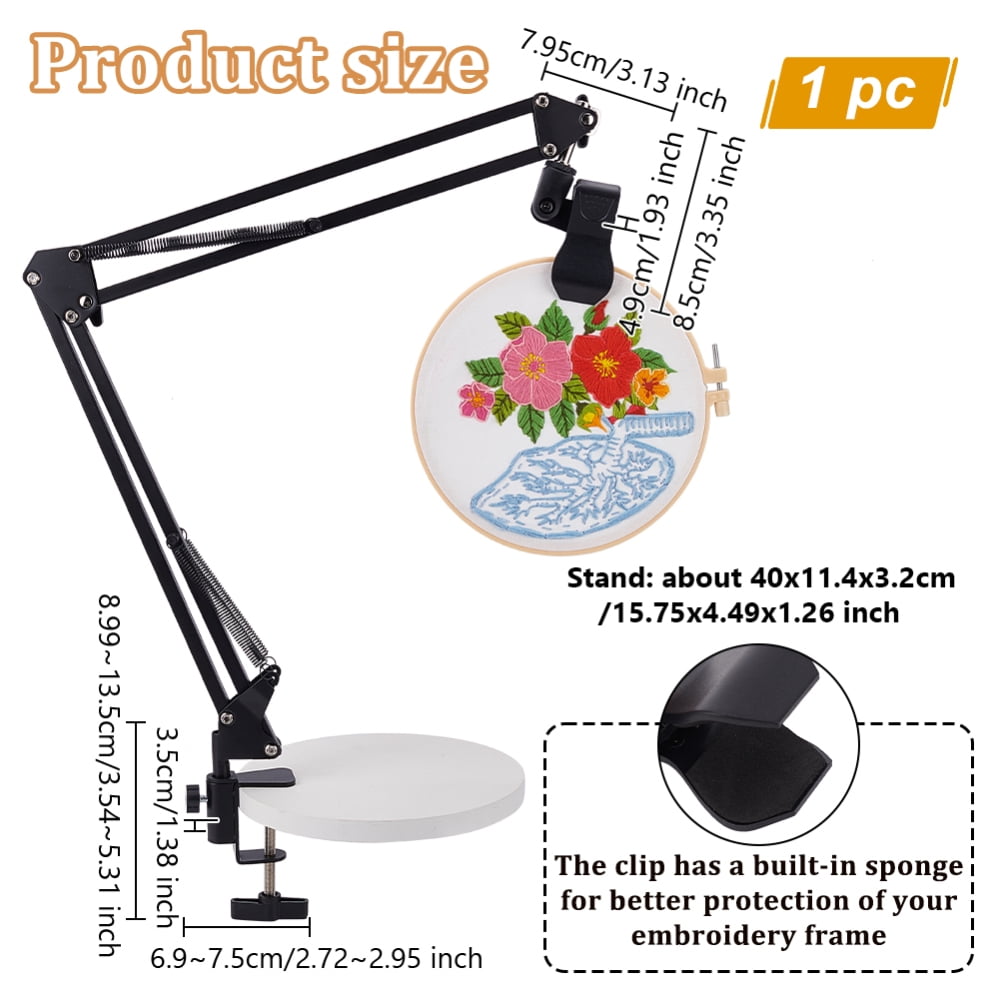 Black Embroidery Table Stand Kit 8mm Hole Hand Embroidery Stand Lap ...