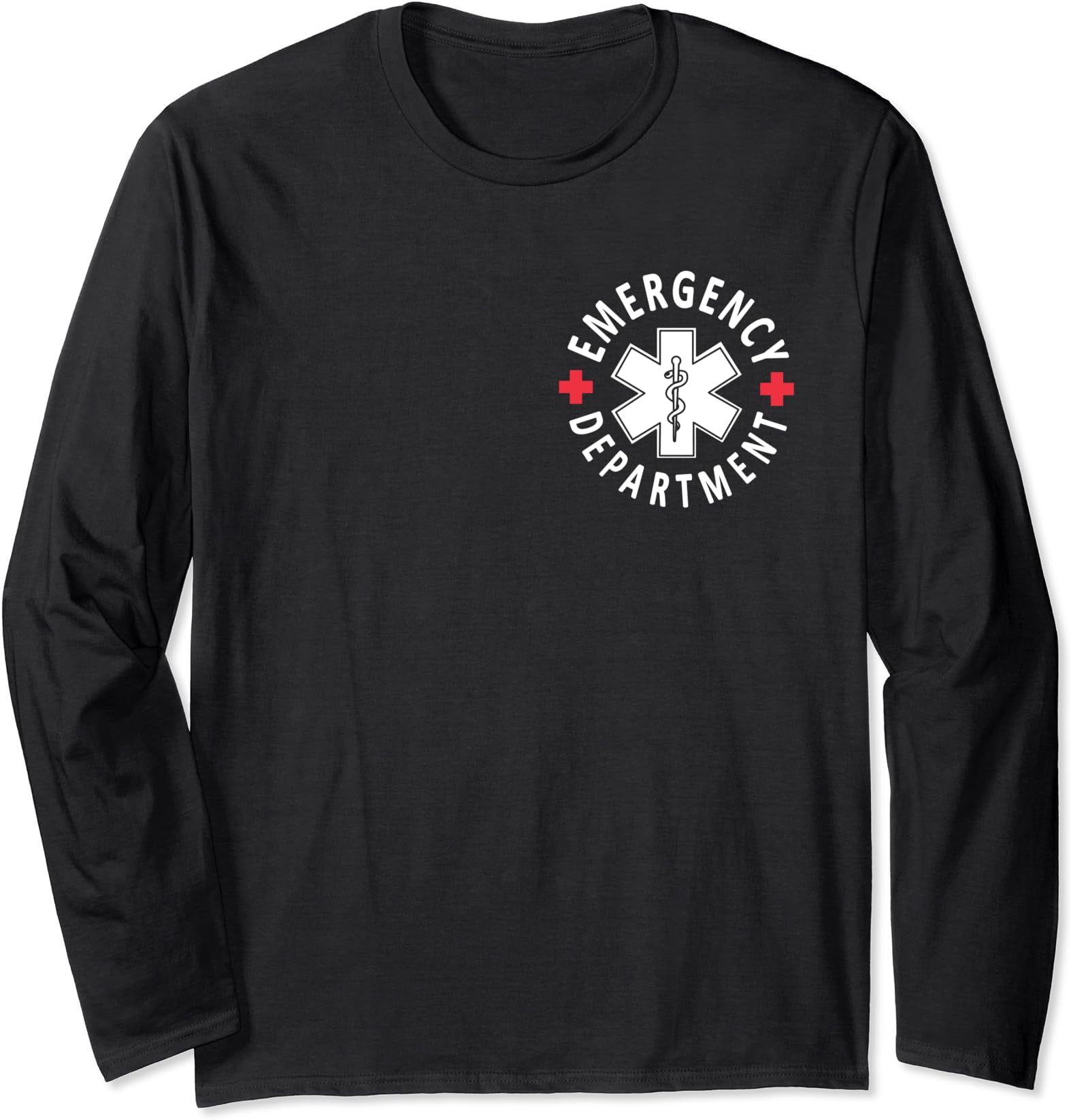 Black Emergency Department Long Sleeve T-Shirt for Healthcare ...