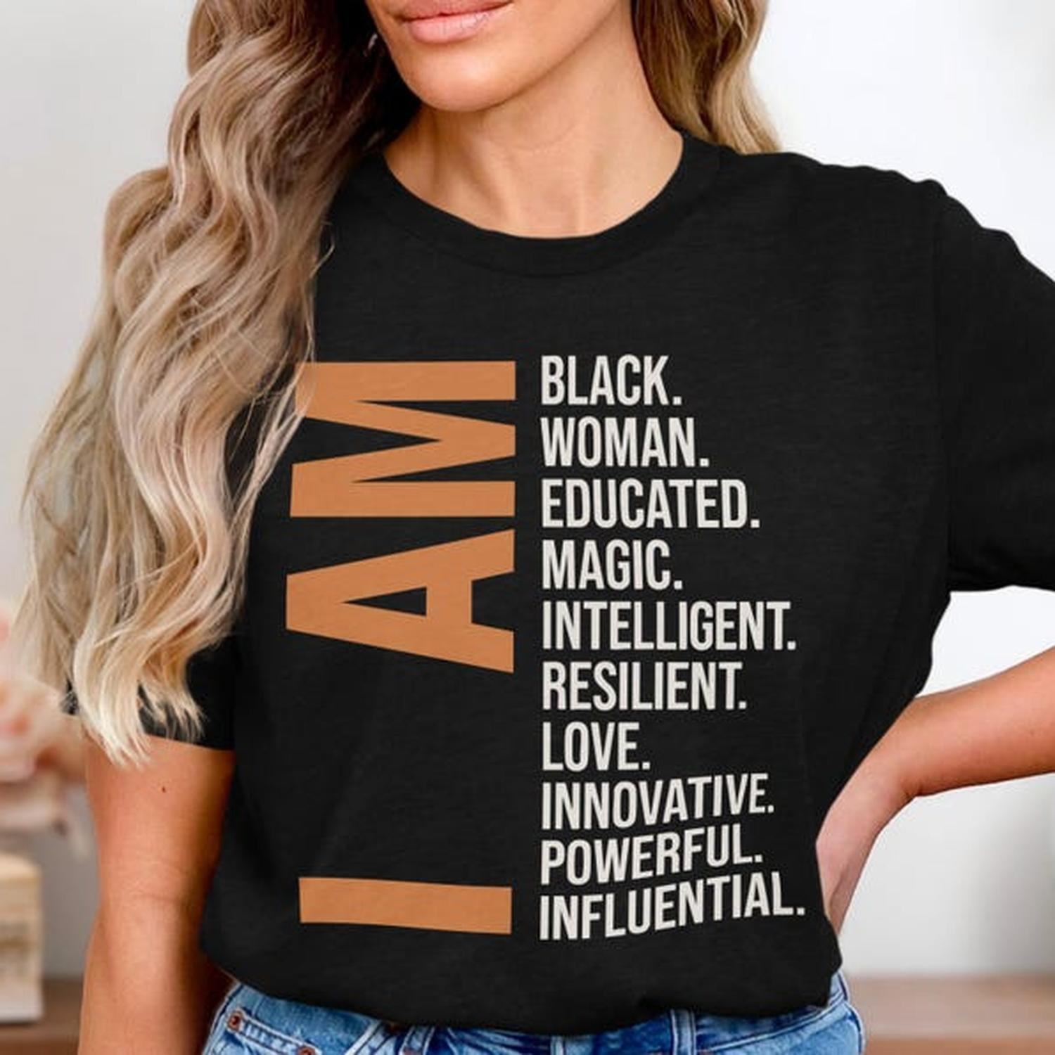 Black EmpowerM1ent S1Hirt, I Am Powerful T1EE, Inspirational Quote ...