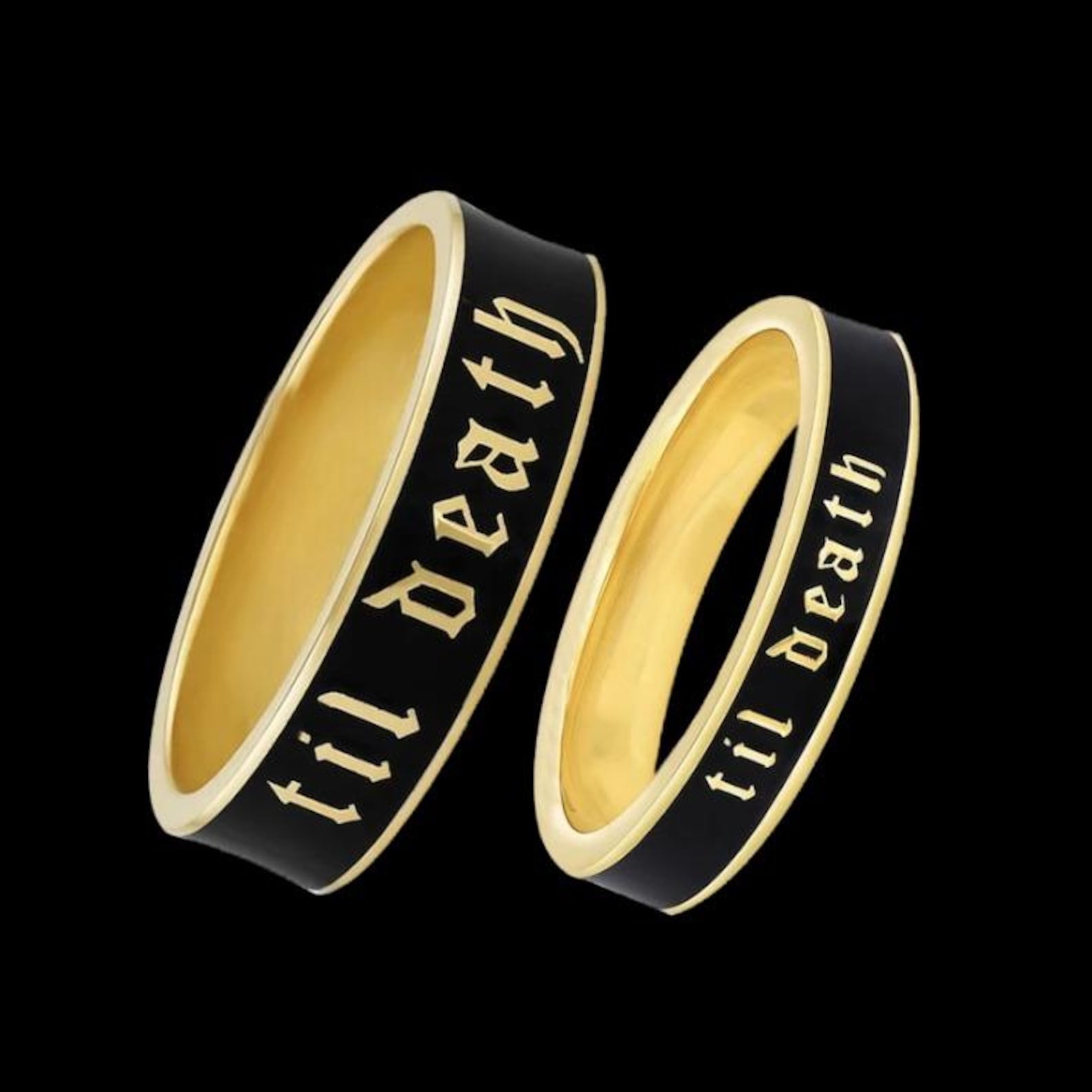 Black Enamel Band Ring - 4.5mm 6mm Sterling Silver Ring - Stacking ...