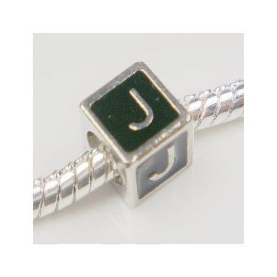 Black Enamel Letter "J" Bead Charm - Walmart.com