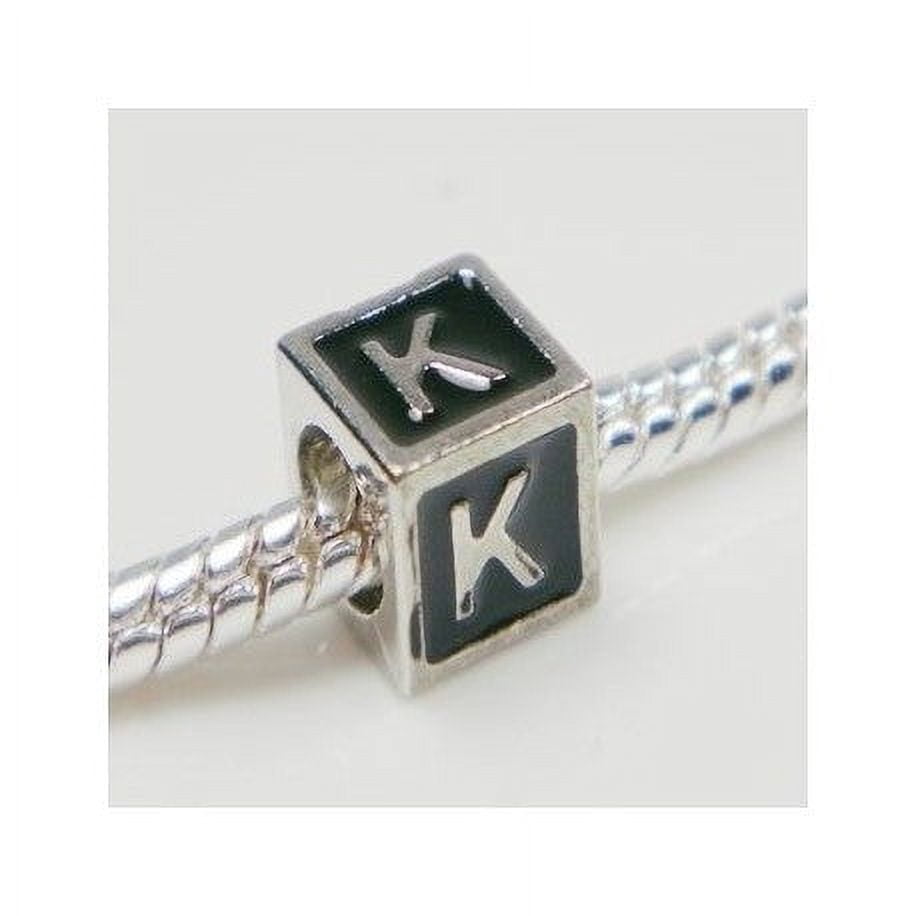Black Enamel Letter "K" Bead Charm - Walmart.com