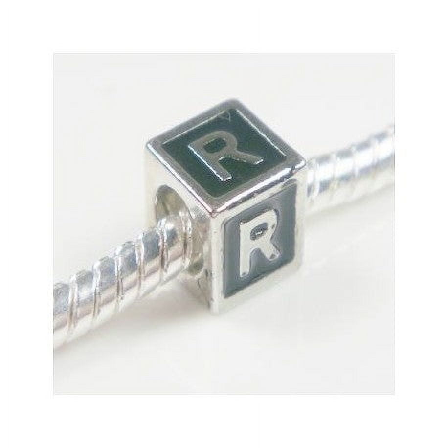 Black Enamel Letter "R" Bead Charm - Walmart.com