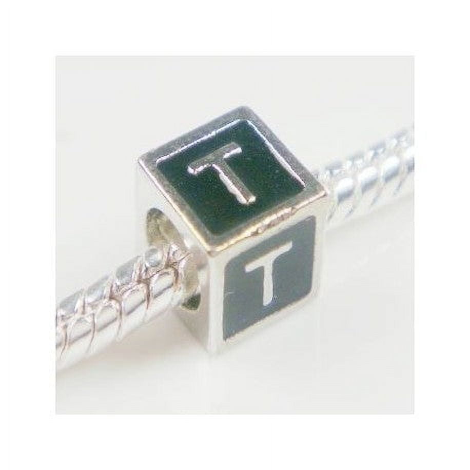 Black Enamel Letter "T" Bead Charm - Walmart.com