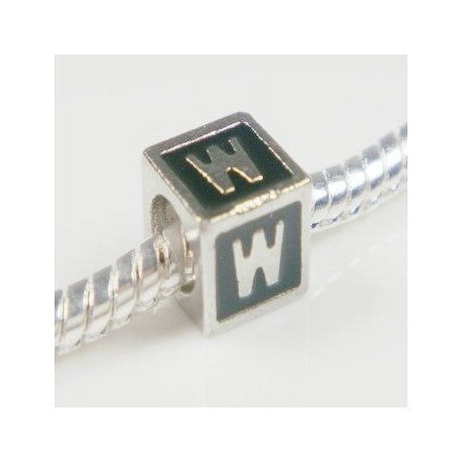 Black Enamel Letter "W" Bead Charm - Walmart.com