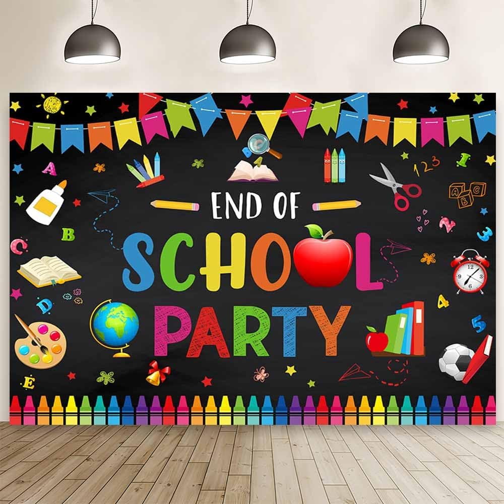 Black End of School Party Backdrop Preschool Graduation Photography ...