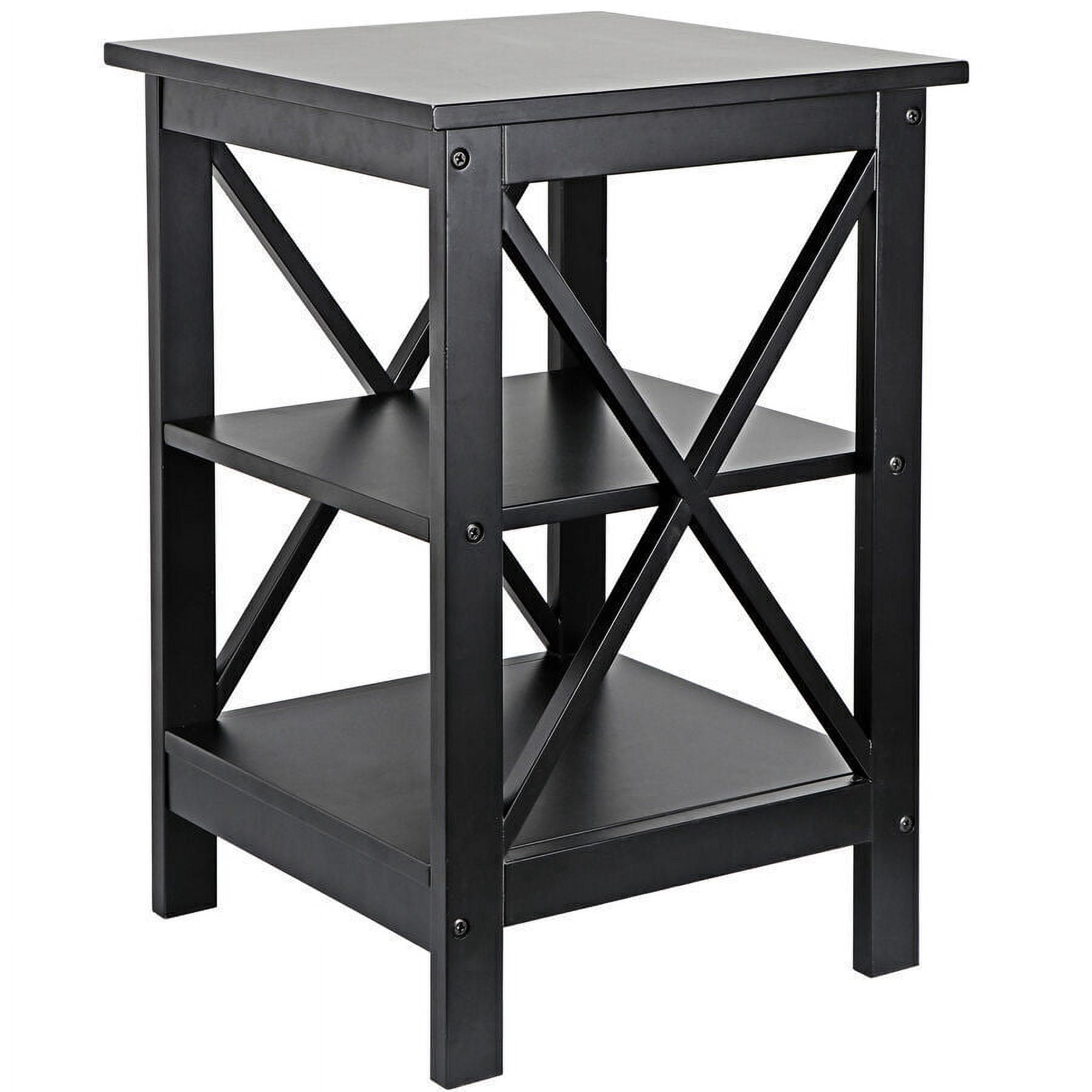 Black End Table with Storage Shelf, Stylish and Functional Sofa Side ...