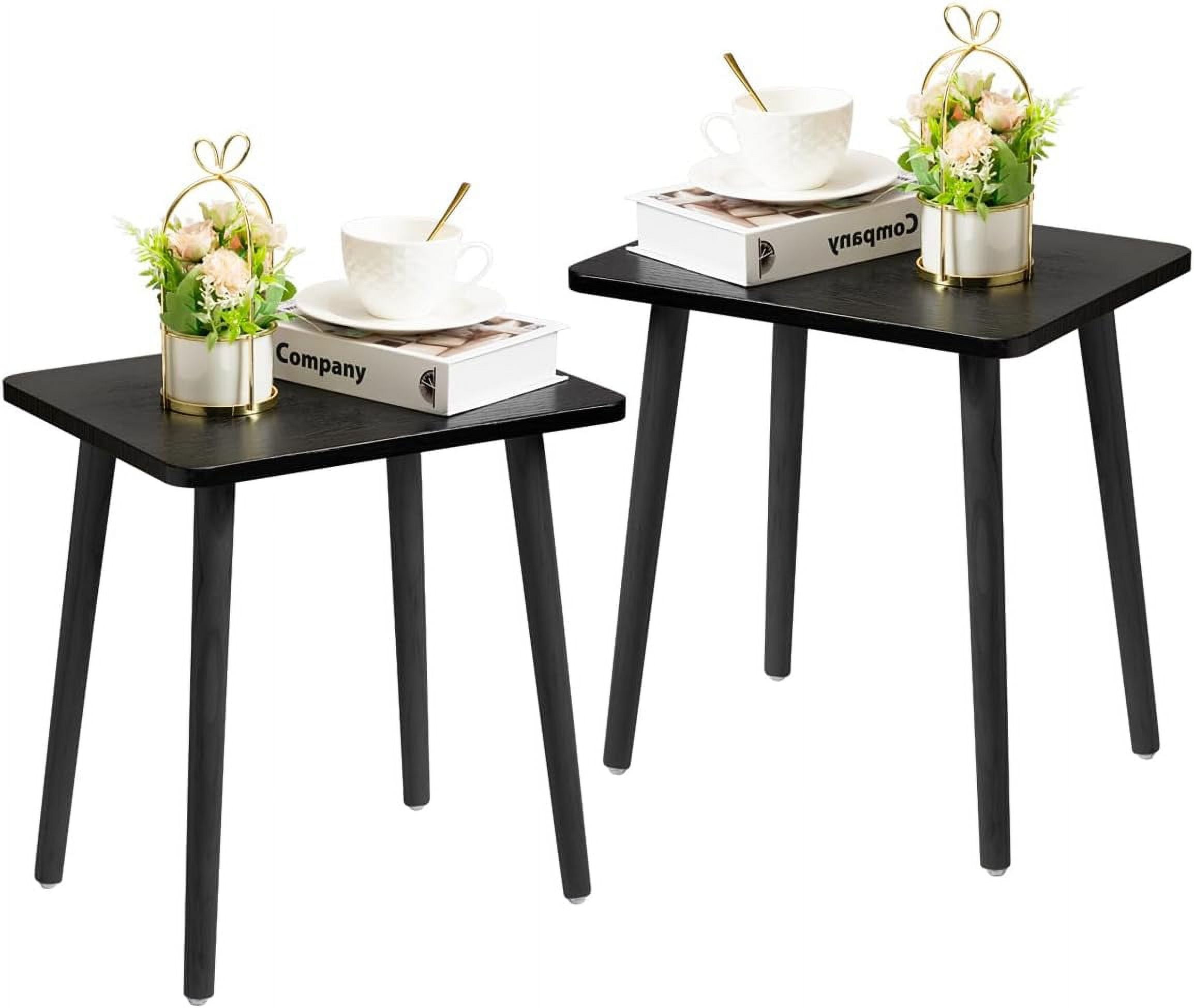 Black End Tables Set of 2, Modern Boho End Table for Living Room ...