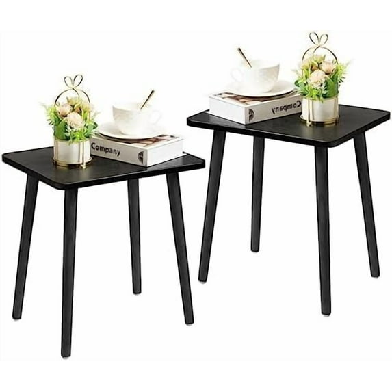 Black End Tables Set of 2, Modern Boho End Table for Living Room ...