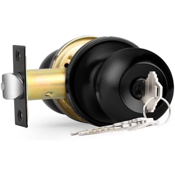 Black Entry Door Knob Black, Keyed Entry Lock for Interior Exterior ...