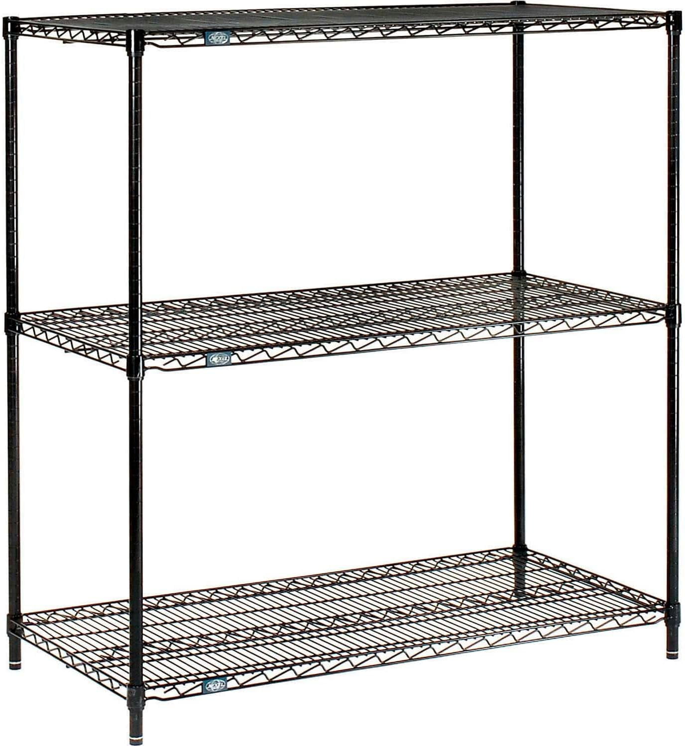 Black Epoxy, 3 Tier, Wire Shelving Starter Unit, 42"W x 14"D x 34"H ...