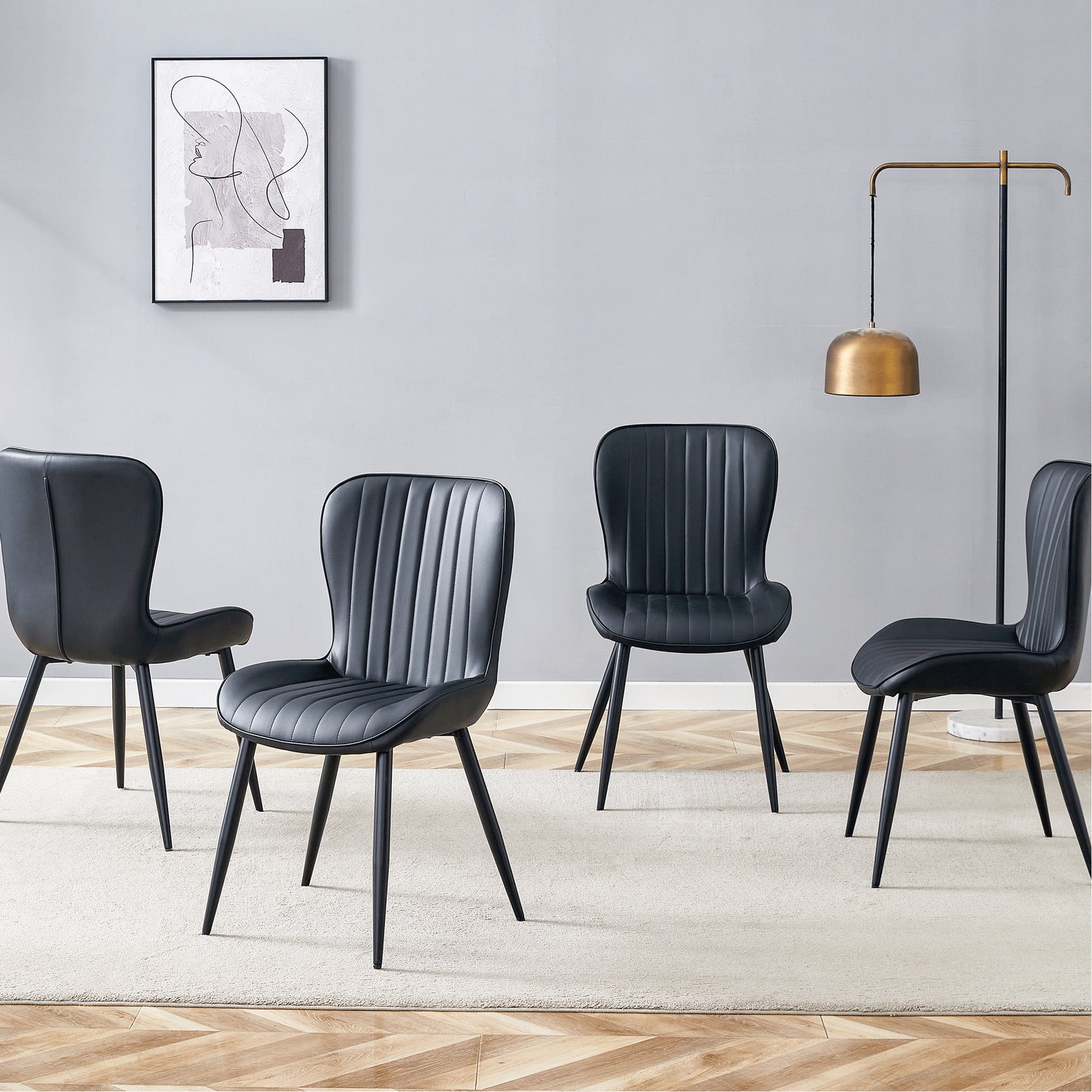 Black Ergonomic Chair Pack (4) - Soft Cushion For Extended Sitting ...