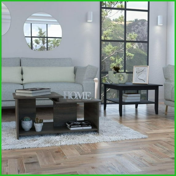 Black/Espresso Houston 2-Piece Living Room Coffee Table Set – High ...
