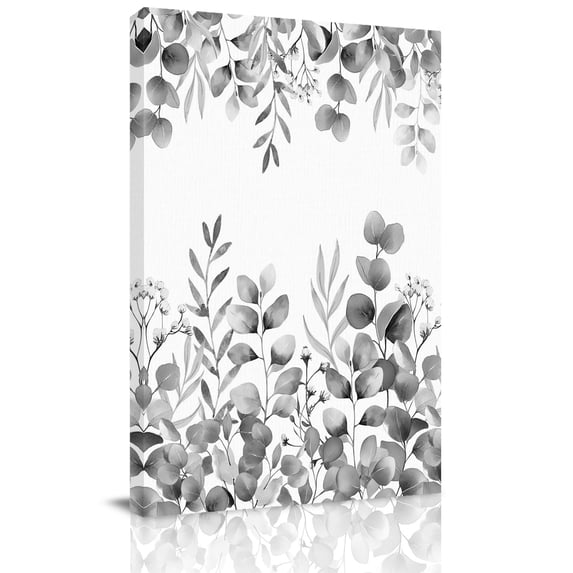 Black Eucalyptus Leaves Canvas Wall Art for Living Room, Summer Plants ...