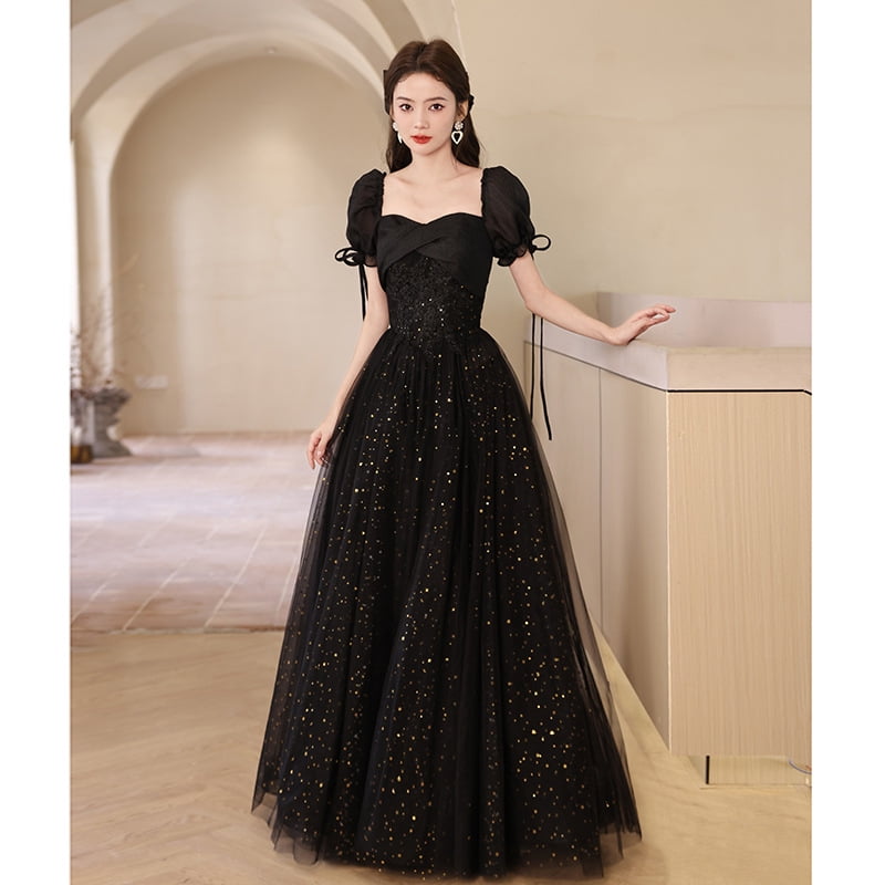 Black Evening Dress 2025 New French Style Elegant Sequin Slim Fit Host ...