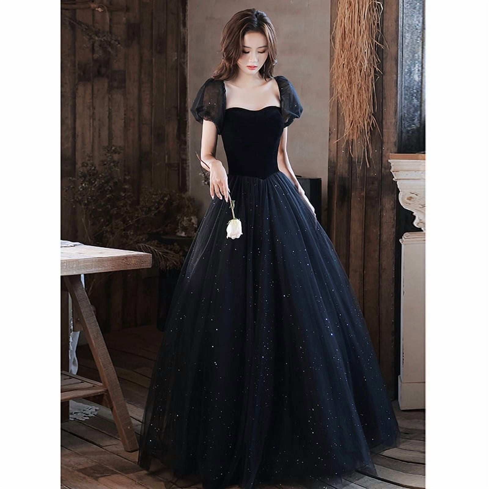 Black Evening Dress 2025 New Spring Elegant Host Socialite French Style Fairy-like Graceful ...