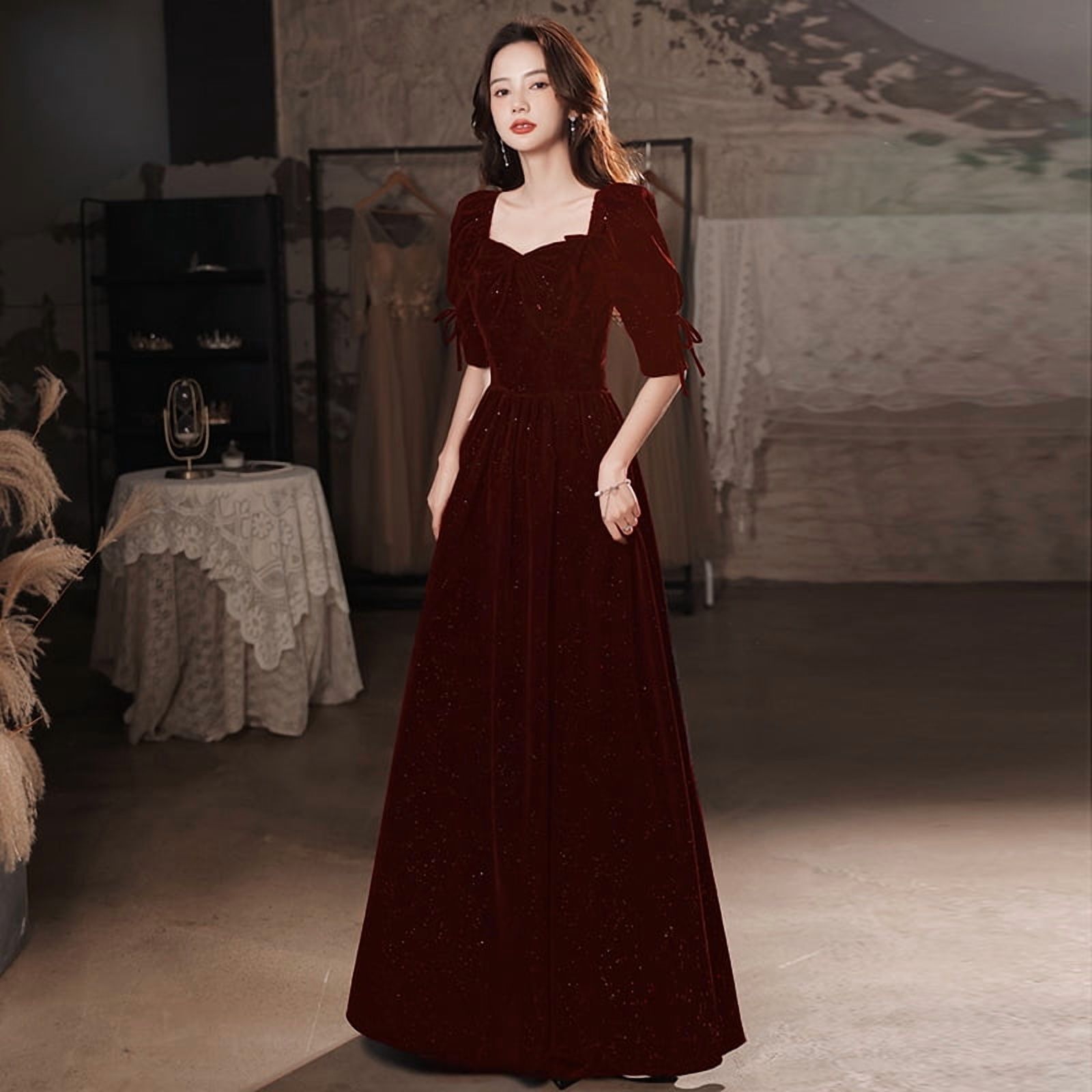 Black Evening Dress High-End Light Luxury Niche Elegant Velvet Host ...