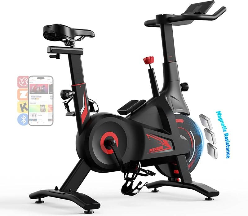 Black Exercise Bike for Home,Smart White Cycling Bike Magnetic ...