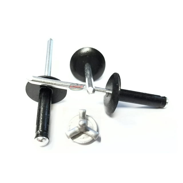 Black Pop Rivets 3/16" Tri-Fold Large Head Aluminum Mandrel .040 - .354 ...