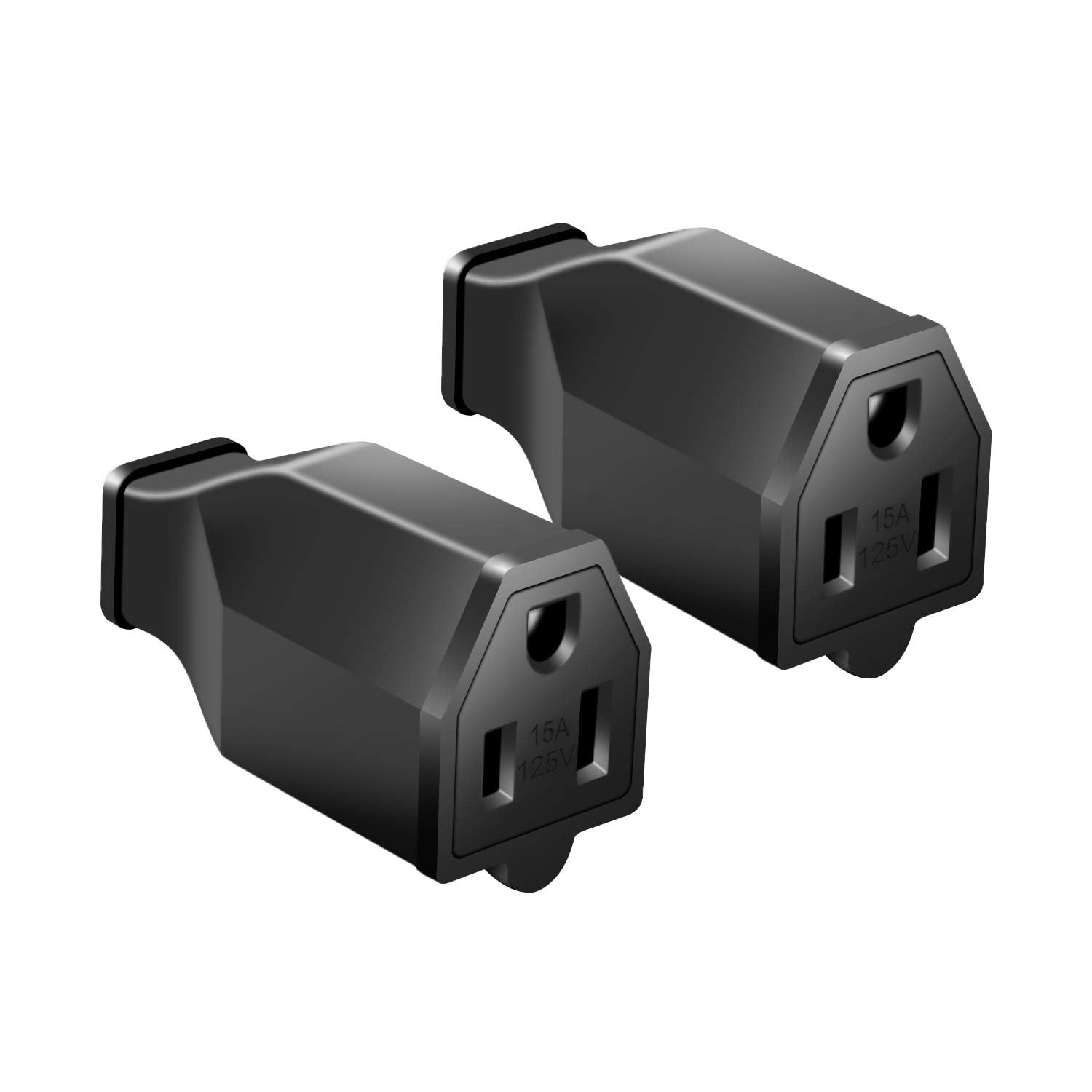 Black Extension Cord Ends 125V 15A 2Pole 3Wire Male/Female Straight Blade Plug Replacement ...