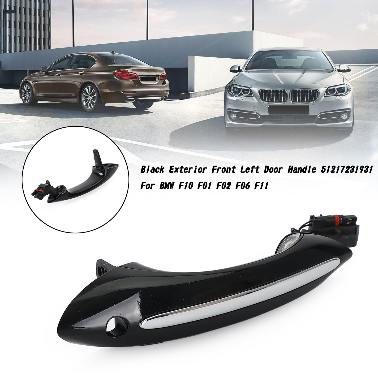 Black Exterior Front Left Door Handle 51217231931 For BMW F10 F01 F02 ...