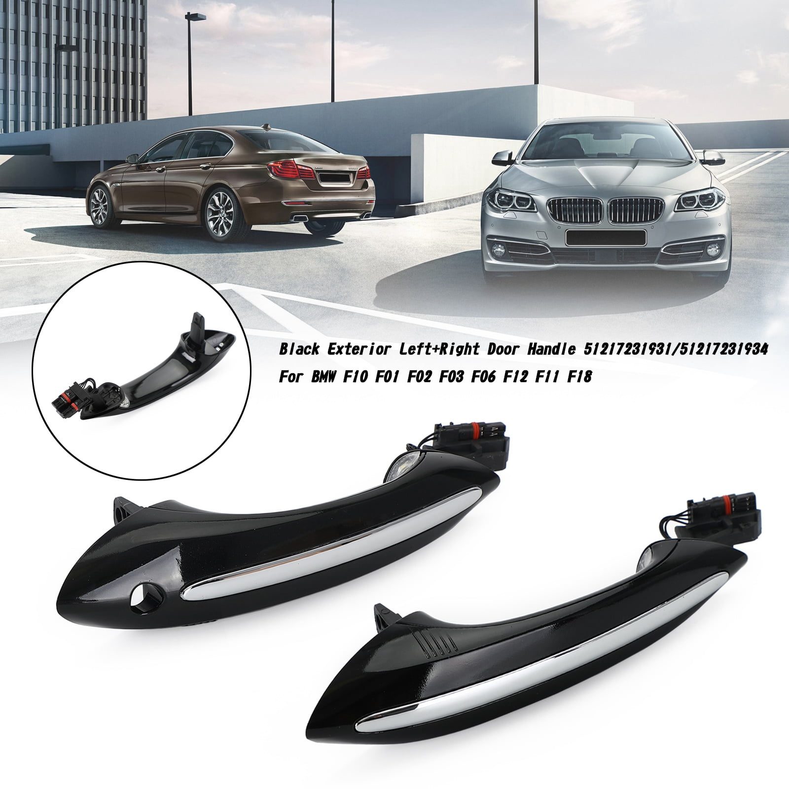 Black Exterior Left+Right Door Handle 51217231931/51217231934 For BMW ...