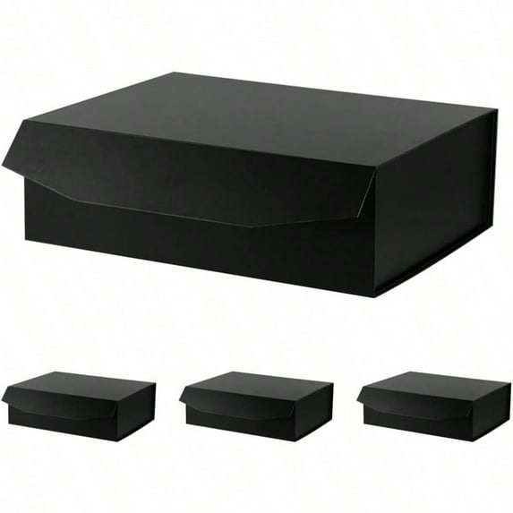 Black Extra Large Gift Box with Lid 4 Pcs 16.5 x 13 x 5.3 Inches Gift ...