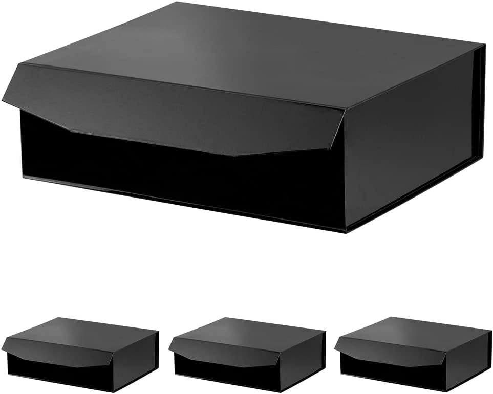 Black Extra Large Gift Box with Lid 4 Pcs 16.5 x 13 x 5.3 Inches, Gift ...