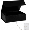 Black Extra Large Gift Box with Lid 19 x 16 x 6 Inches Includes Ribbon ...