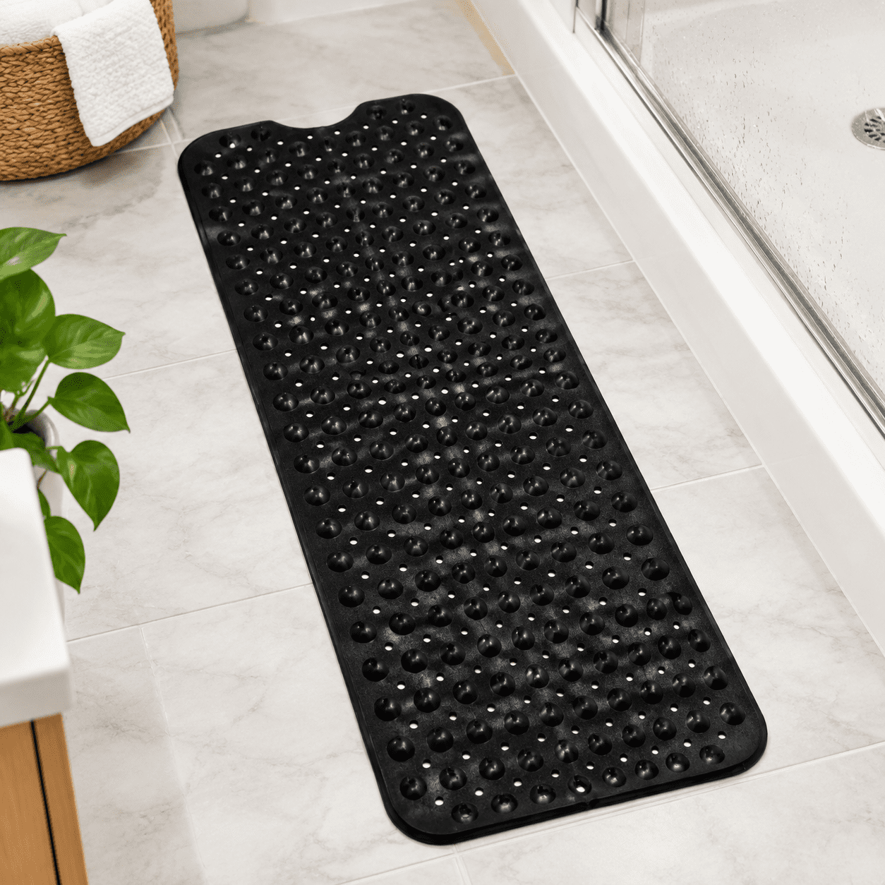 Black Extra Long 40x16 Non-Slip Bathtub Mat with 200 Suction Cups ...