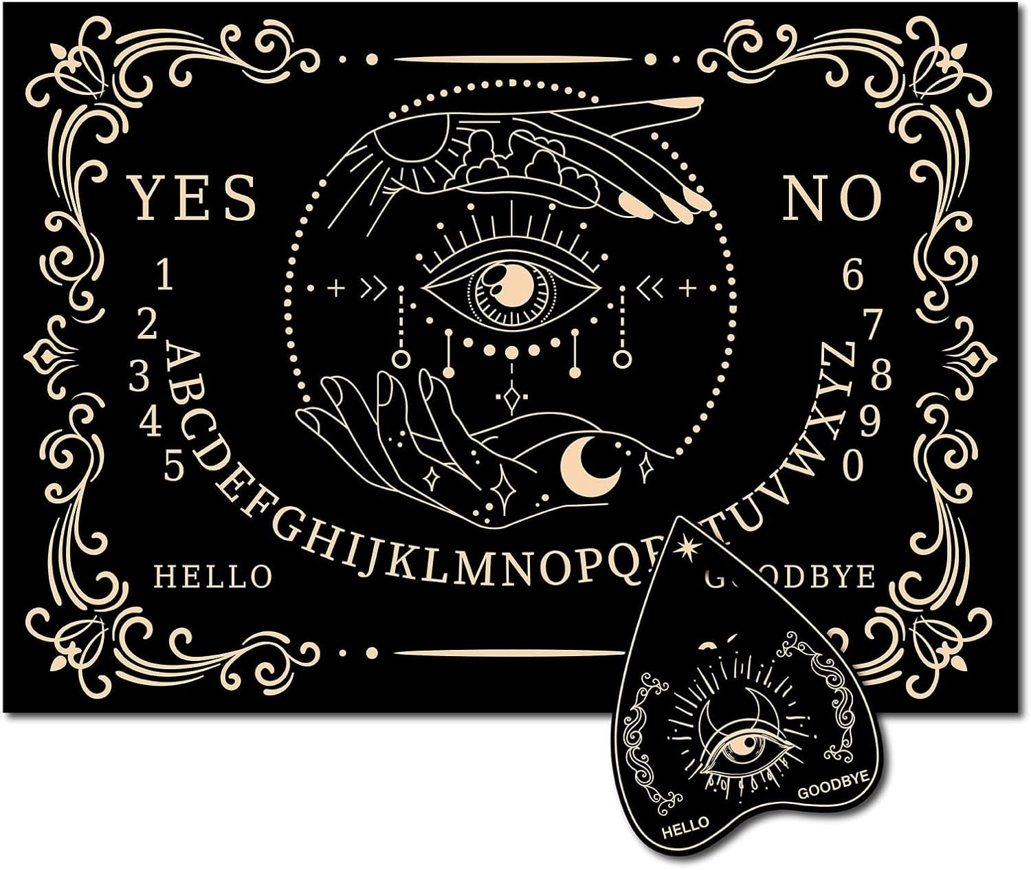 Black Eye Wooden Spirit Talking Board Rectangle Pendulum Dowsing ...