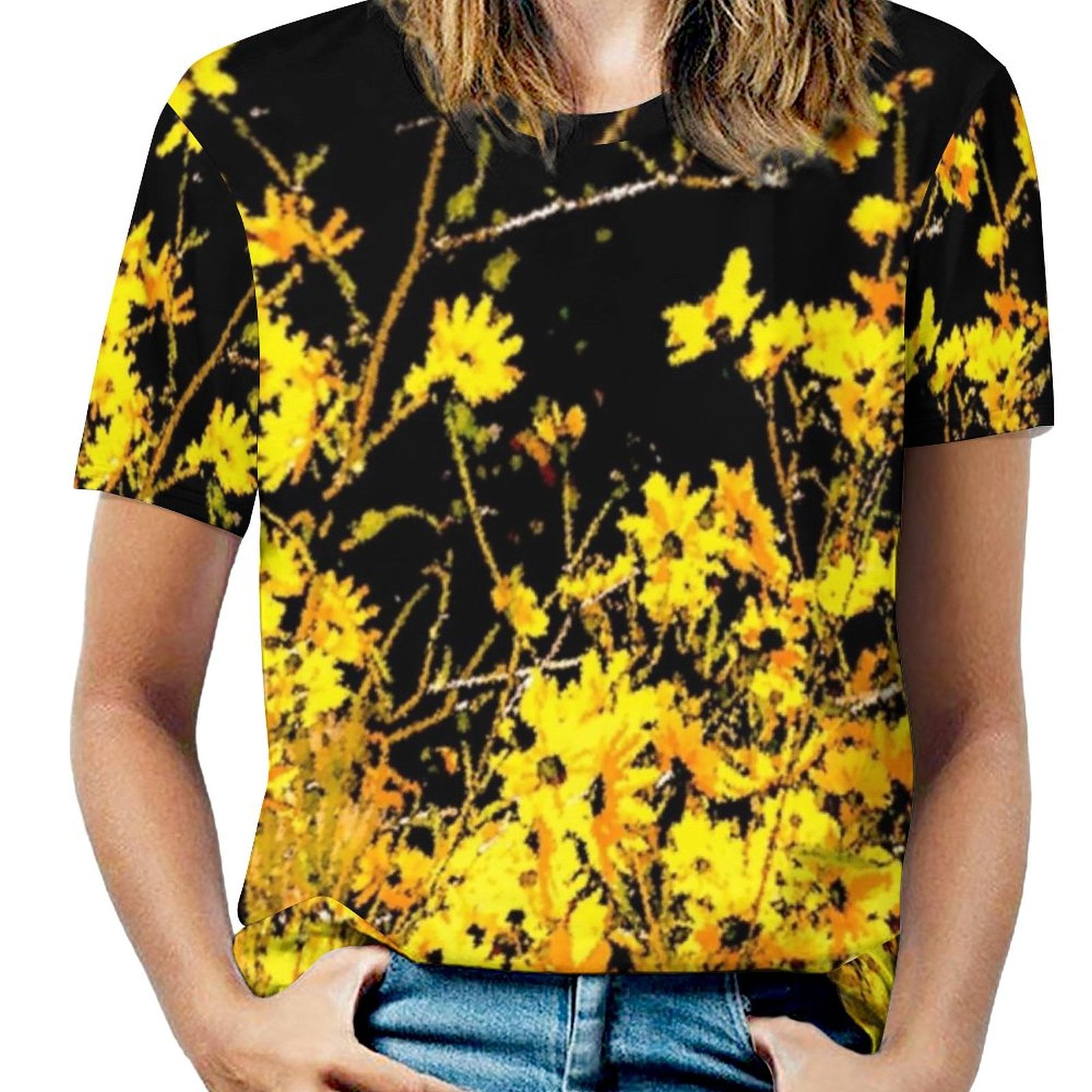 Black Eyed Susan By The Dozen Lotus Leaf Neck T-Shirt Long Sleeve ...
