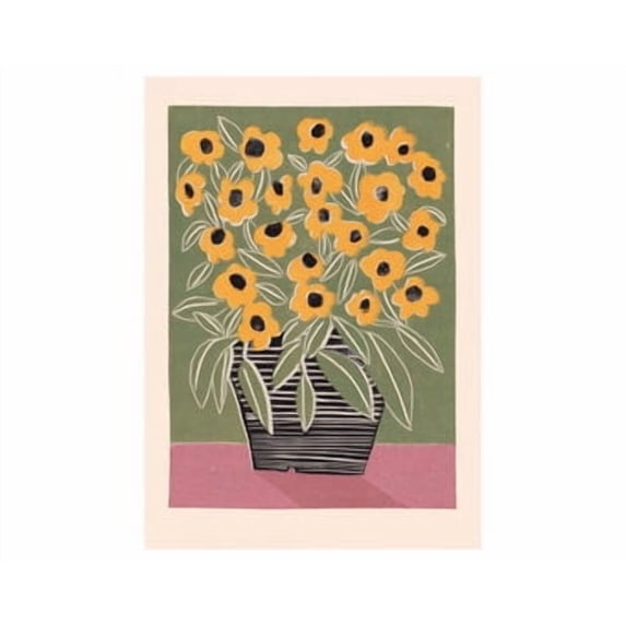 Black Eyed Susan Poster Still Life Floral Lino Cut Wall Art, Poster ...