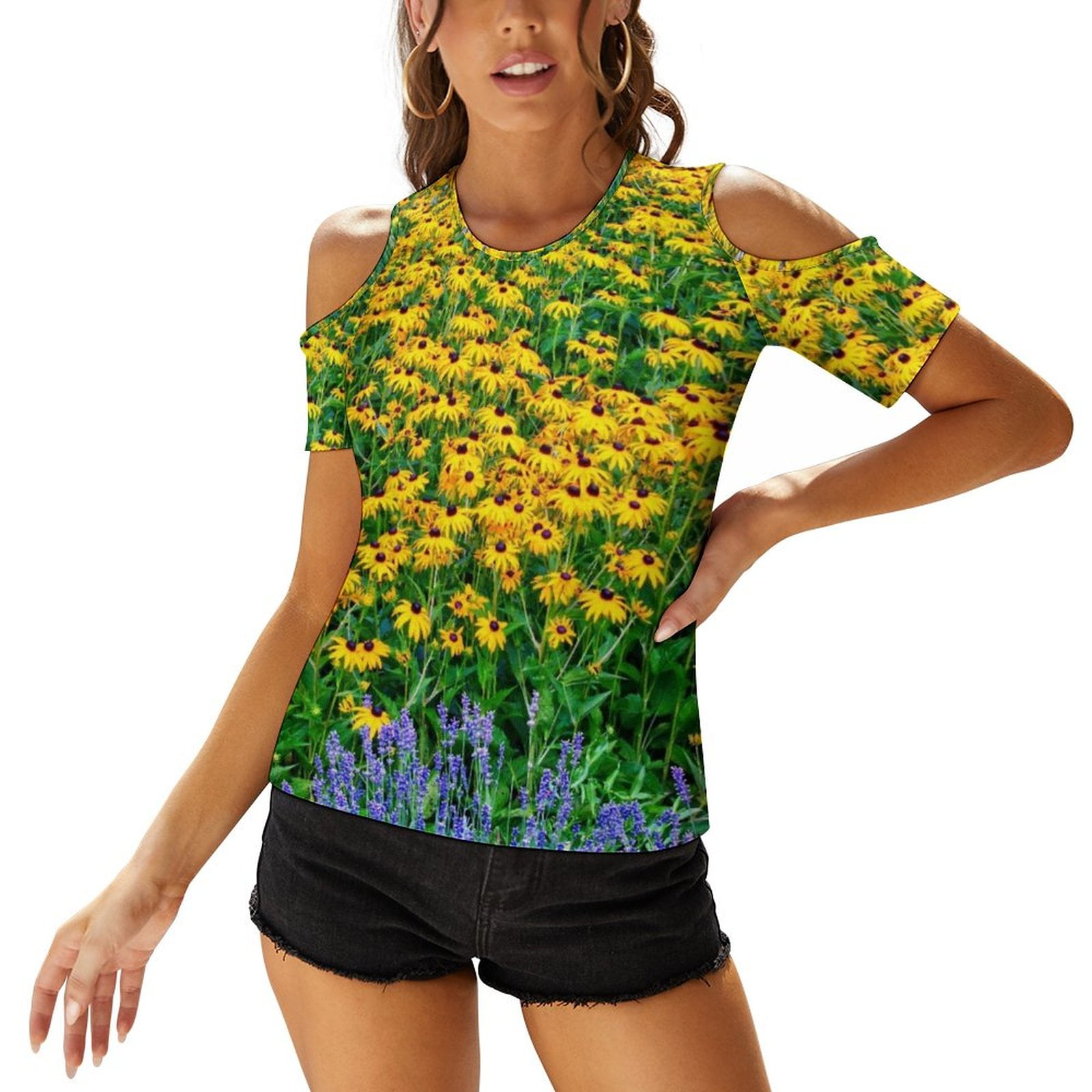 Black-Eyed Susans And Lavender Women'S T-Shirt Summer Fashion Print ...