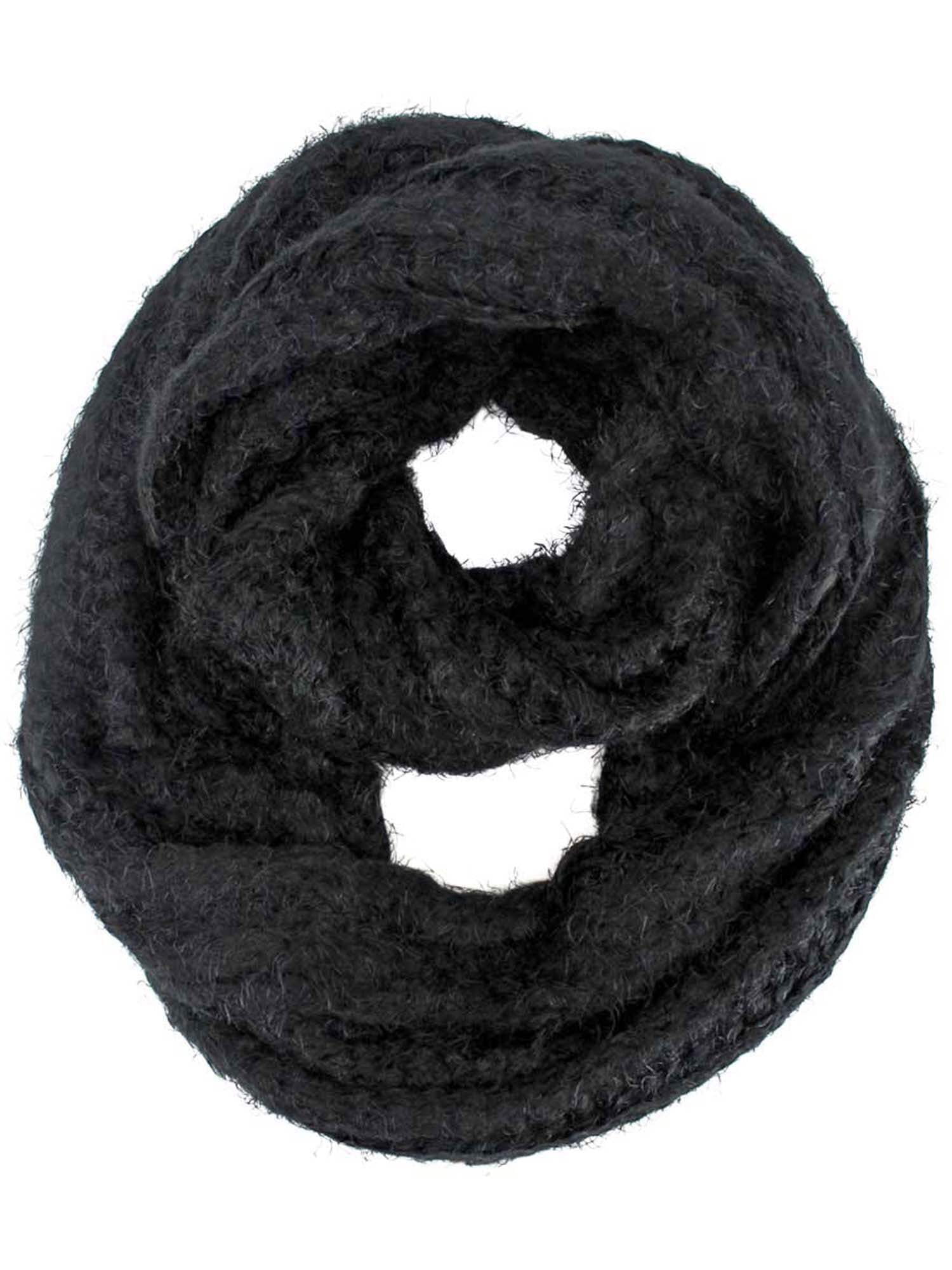 Black Eyelash Knit Soft Fuzzy Infinity Scarf - Walmart.com