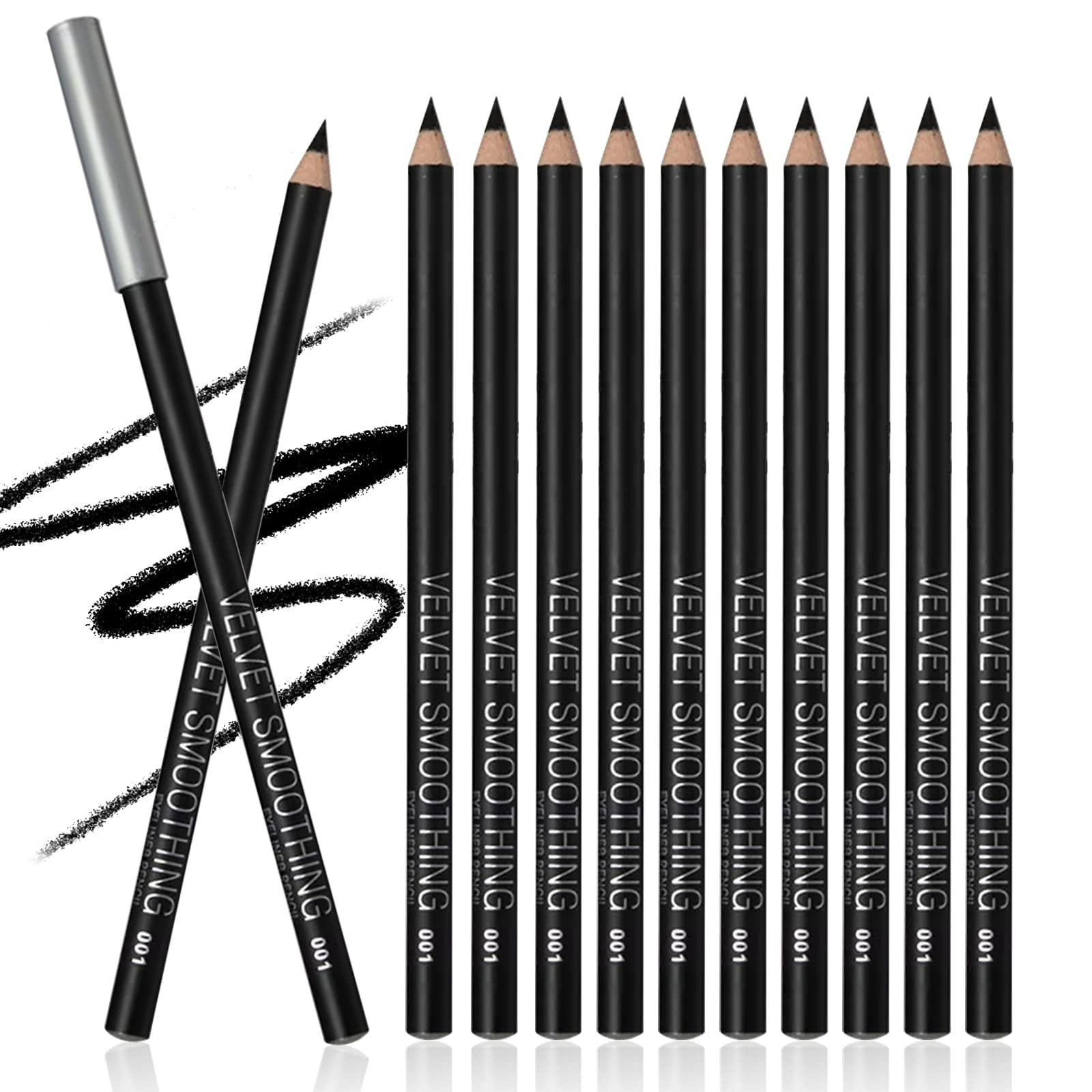 Black Eyeliner Pencils, 12 OIF8 PCS Matte Black Eyeliner Pencil Set ...