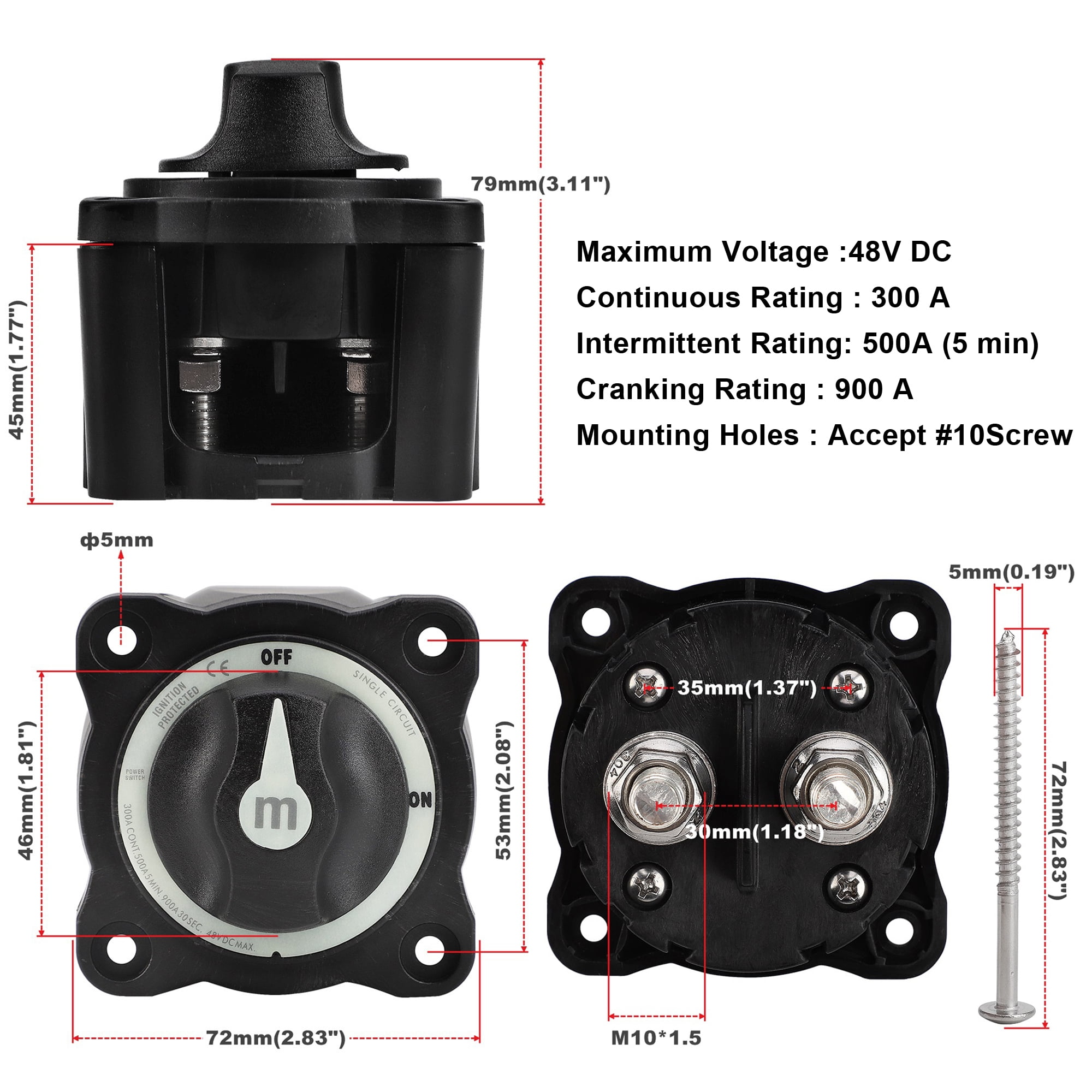 Black F Style-Single Circuit Battery Selector Isolator for Car ...