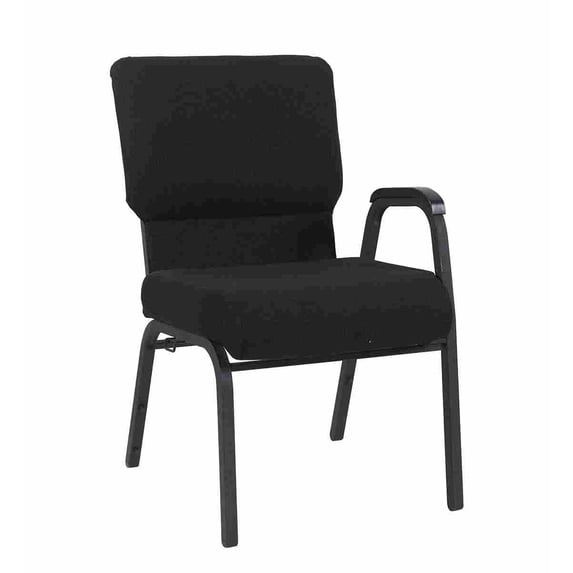 Black Fabric Church Chair with Left Arm Cut Away Back 20.5" on Black ...
