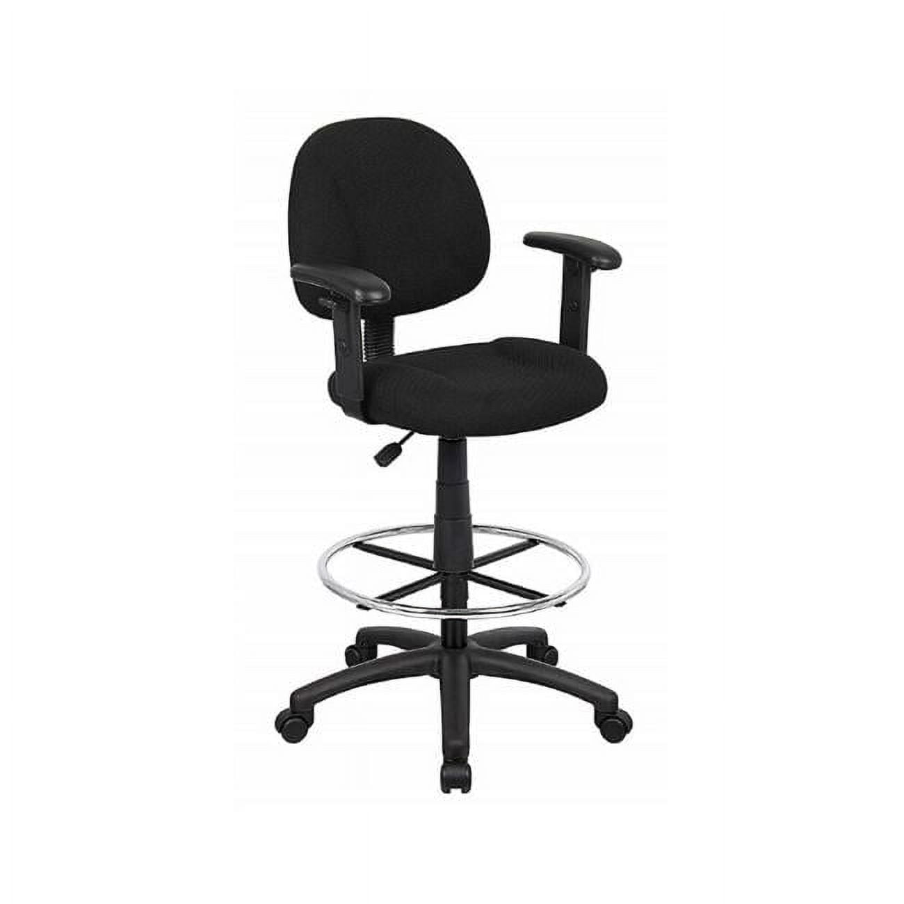 Black Fabric Drafting Chair Stool & Foot Ring - with T Arms - Walmart.com
