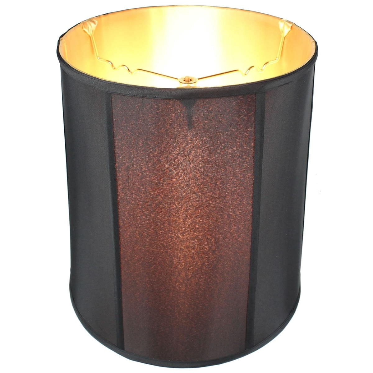Black Fabric Drum lamp Shade with Gold Liner Black 12x14x15 - Walmart.com