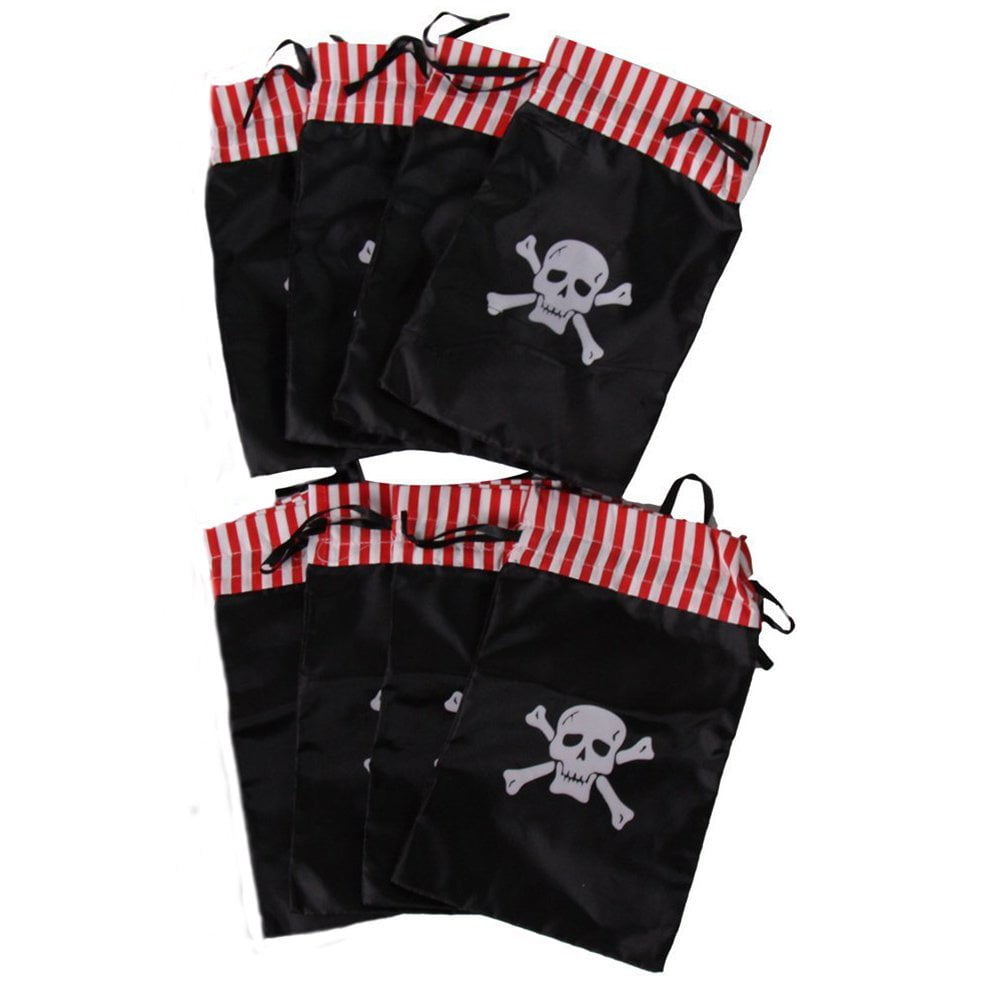 Black Fabric Pirate Skull Theme Party Favor Bags - 8 Pack - Walmart.com