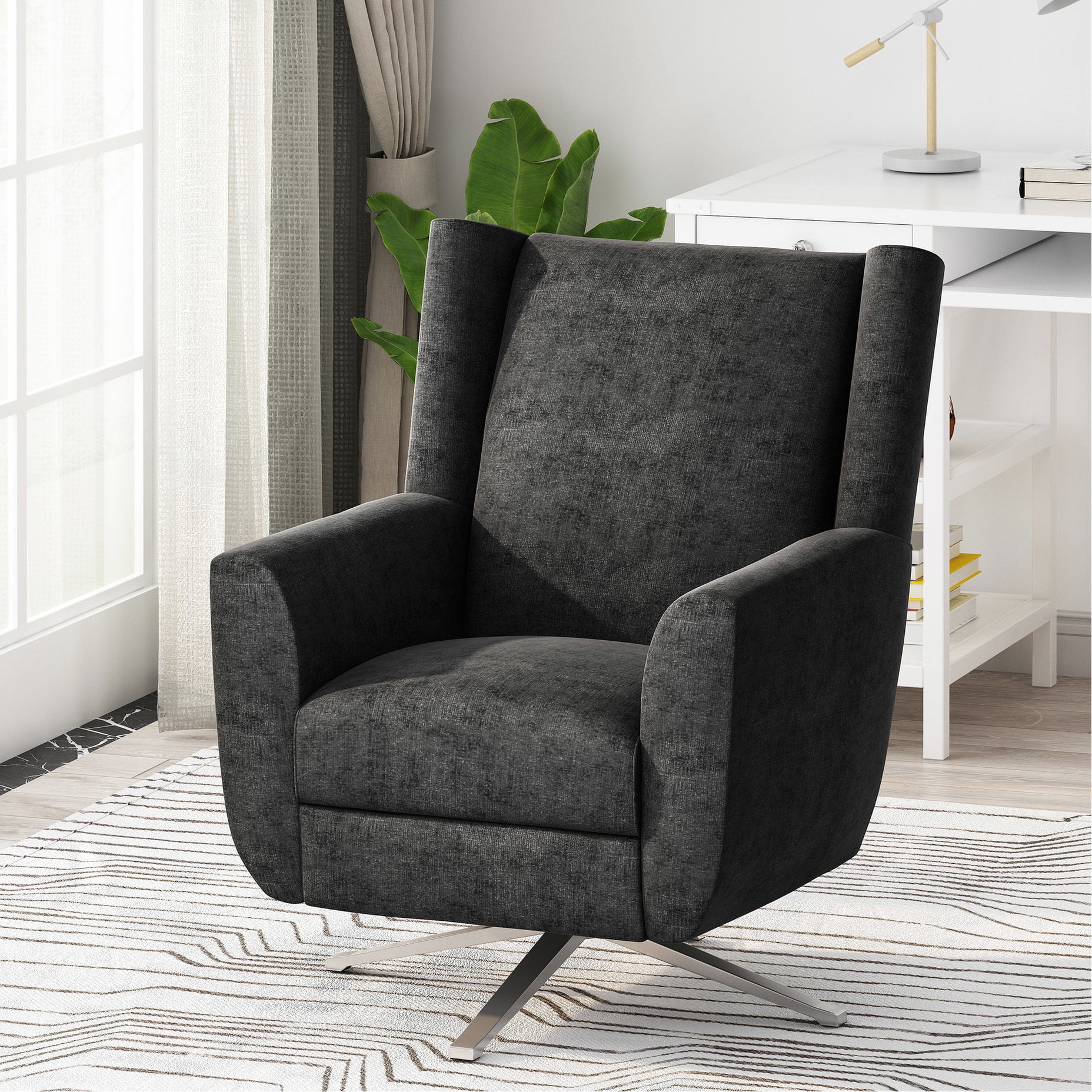 Black Fabric Wingback Swivel Chair | Comfort and Style in One Piece ...