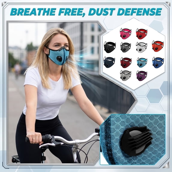 Black Face Mask, Face Mask for Dust with Charcoal Filter, Breathable ...