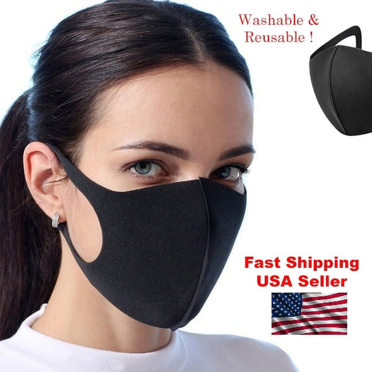 Black Face Mask Fashion Unisex Reusable Washable Cover Mask Men Women ...