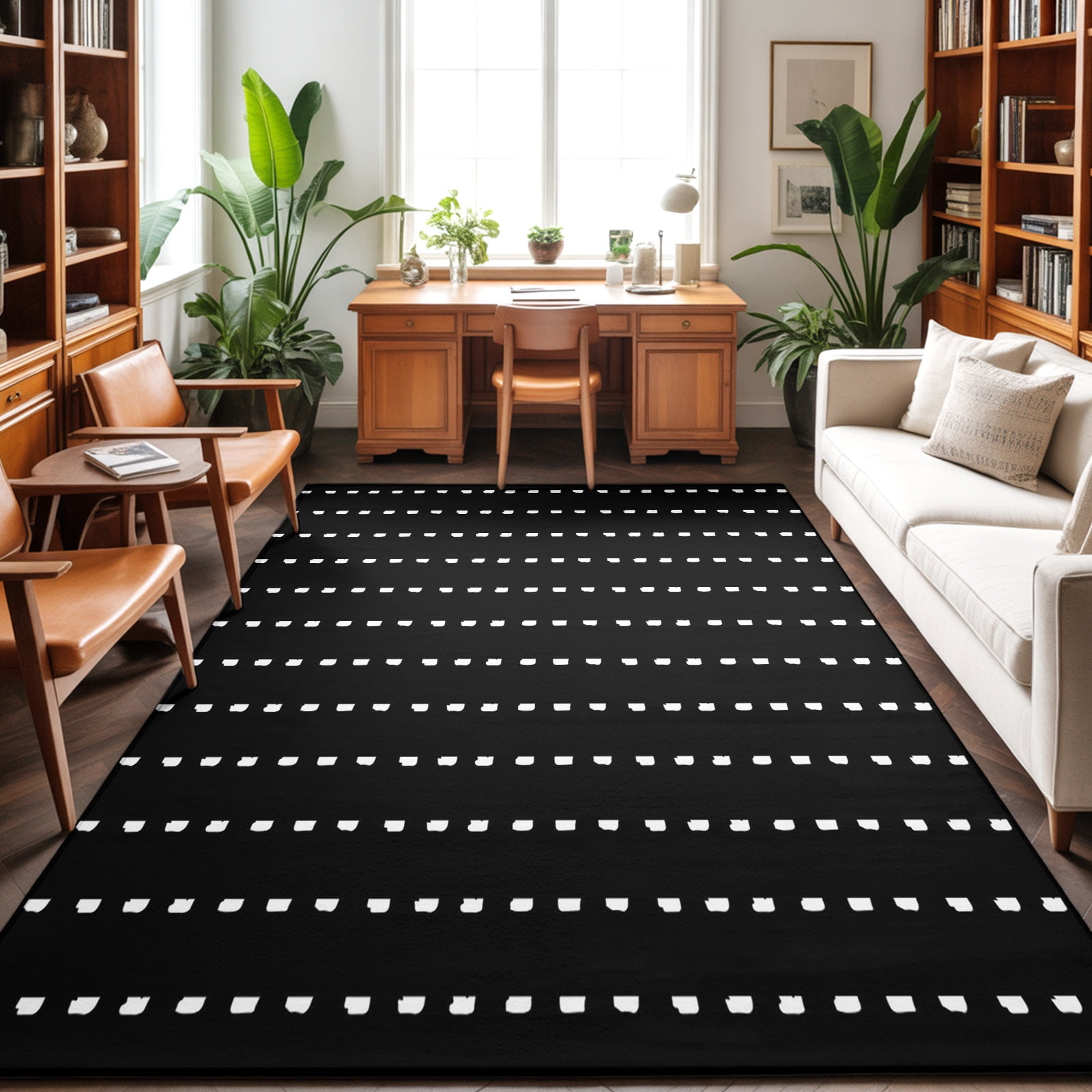Black Faded Stripes 4'x6' Rug for Dining Table for 4 People Under Table ...