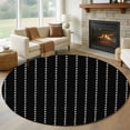 Black Faded Stripes 6FT Round Area Rugs for Living Room Modern Abstract ...