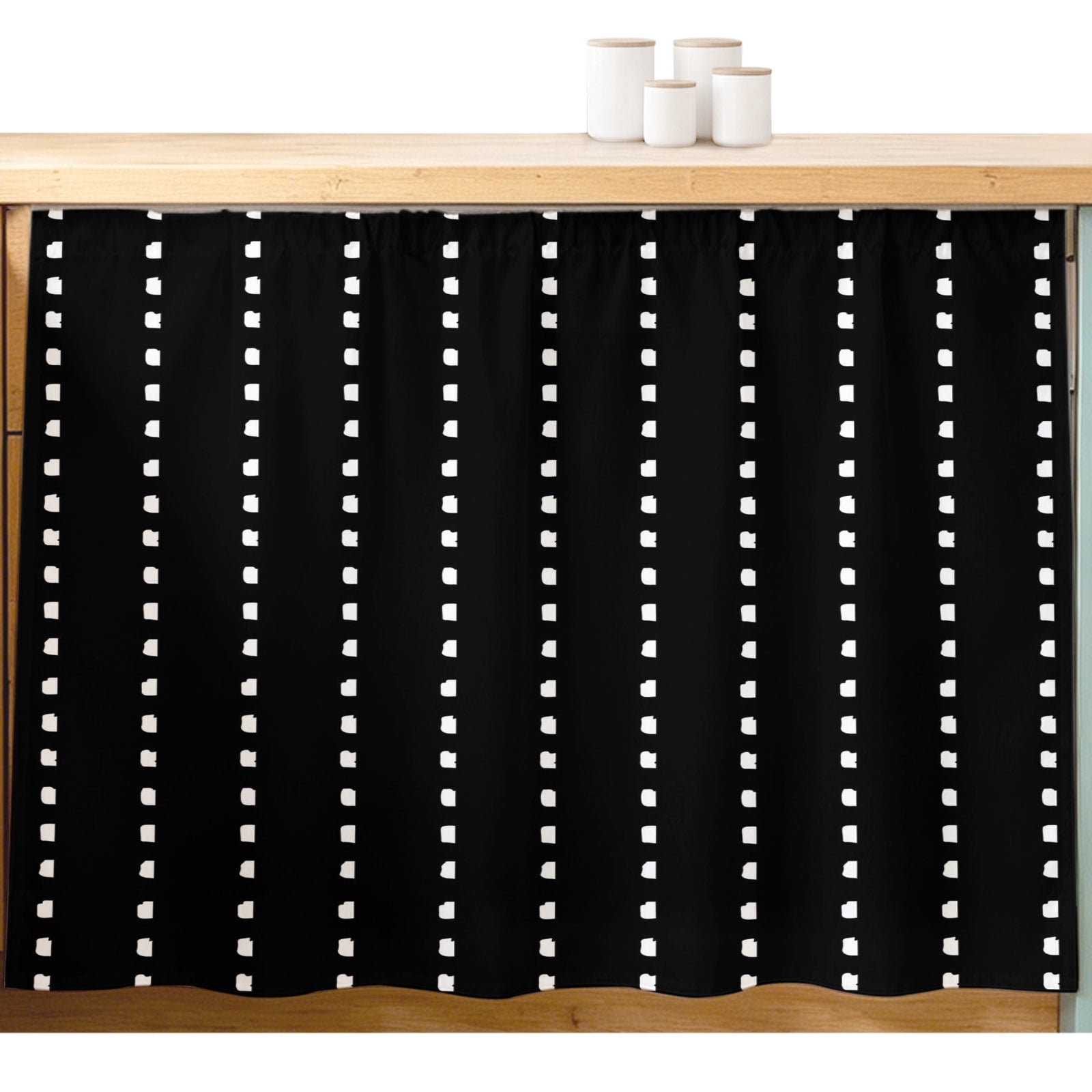 Black Faded Stripes Cabinet Curtains 11"W x 13"L, Modern Abstract Art ...