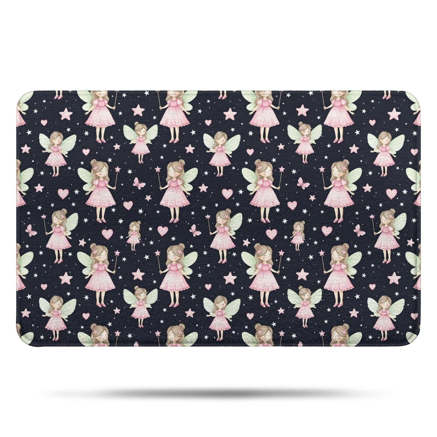 Black Fairy Star Pattern Bathroom Rugs Mat,Non Slip Microfiber Bathroom ...